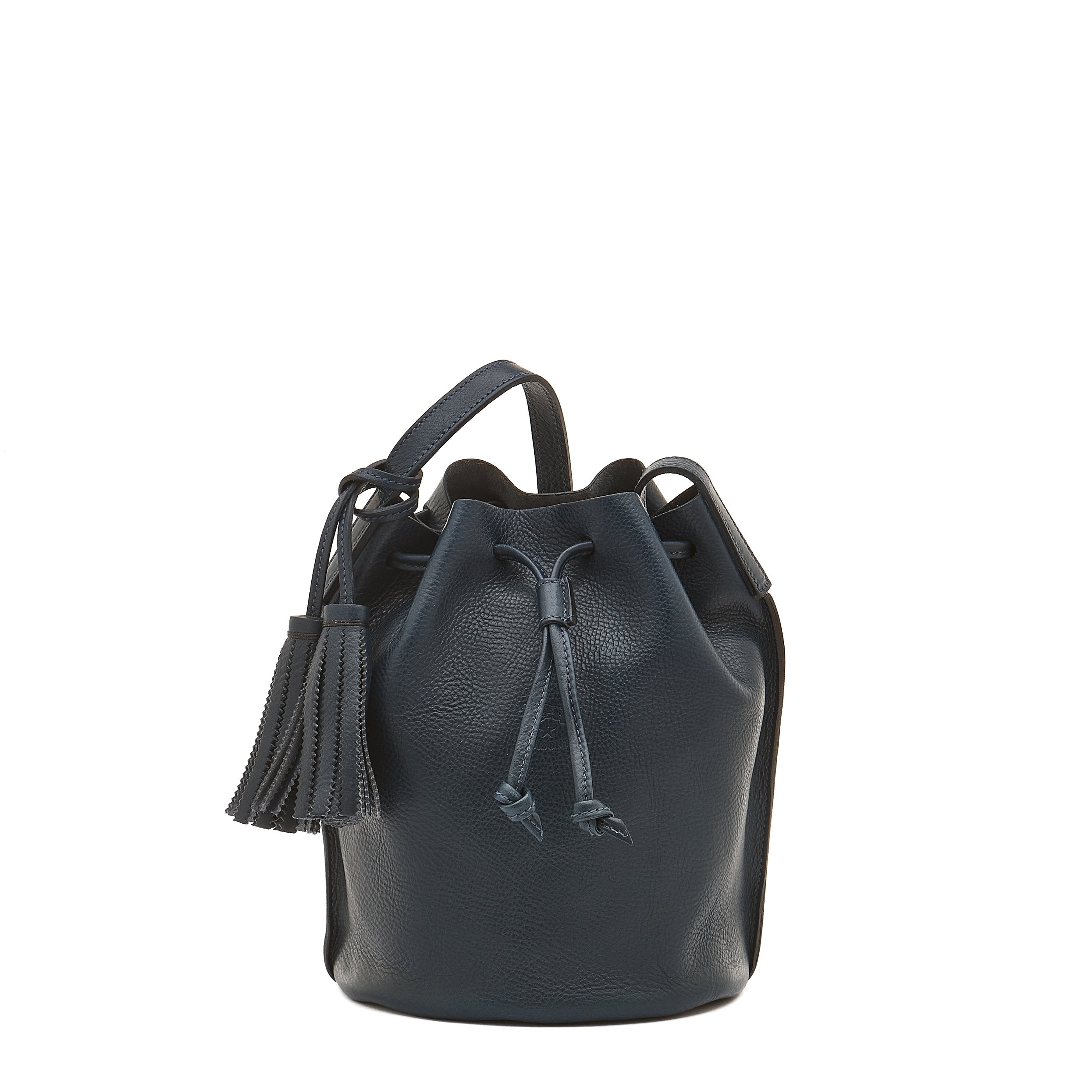Silvia | Women's bucket bag in leather color blue – Il Bisonte