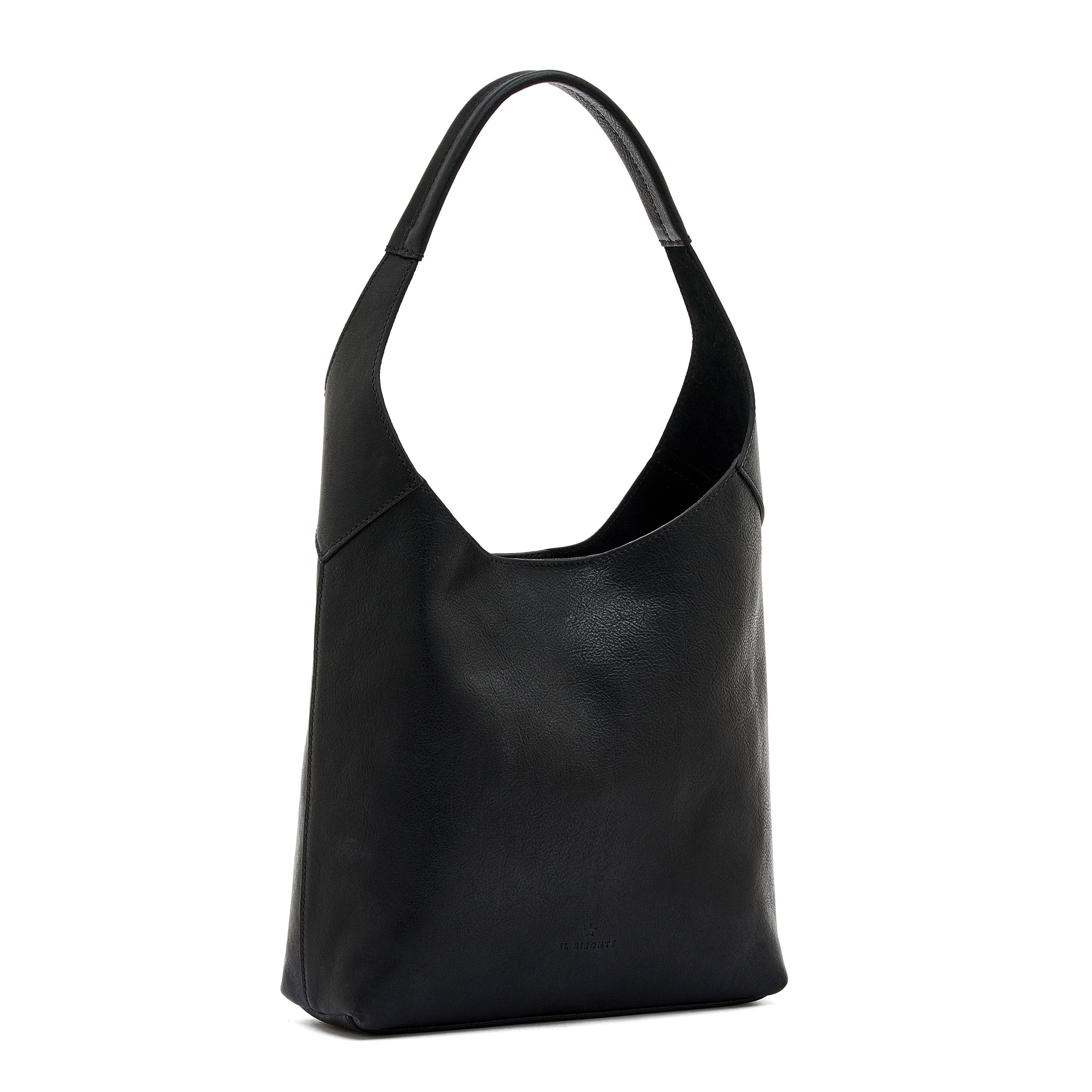 Le laudi | Women's shoulder bag in vintage leather color black – Il Bisonte