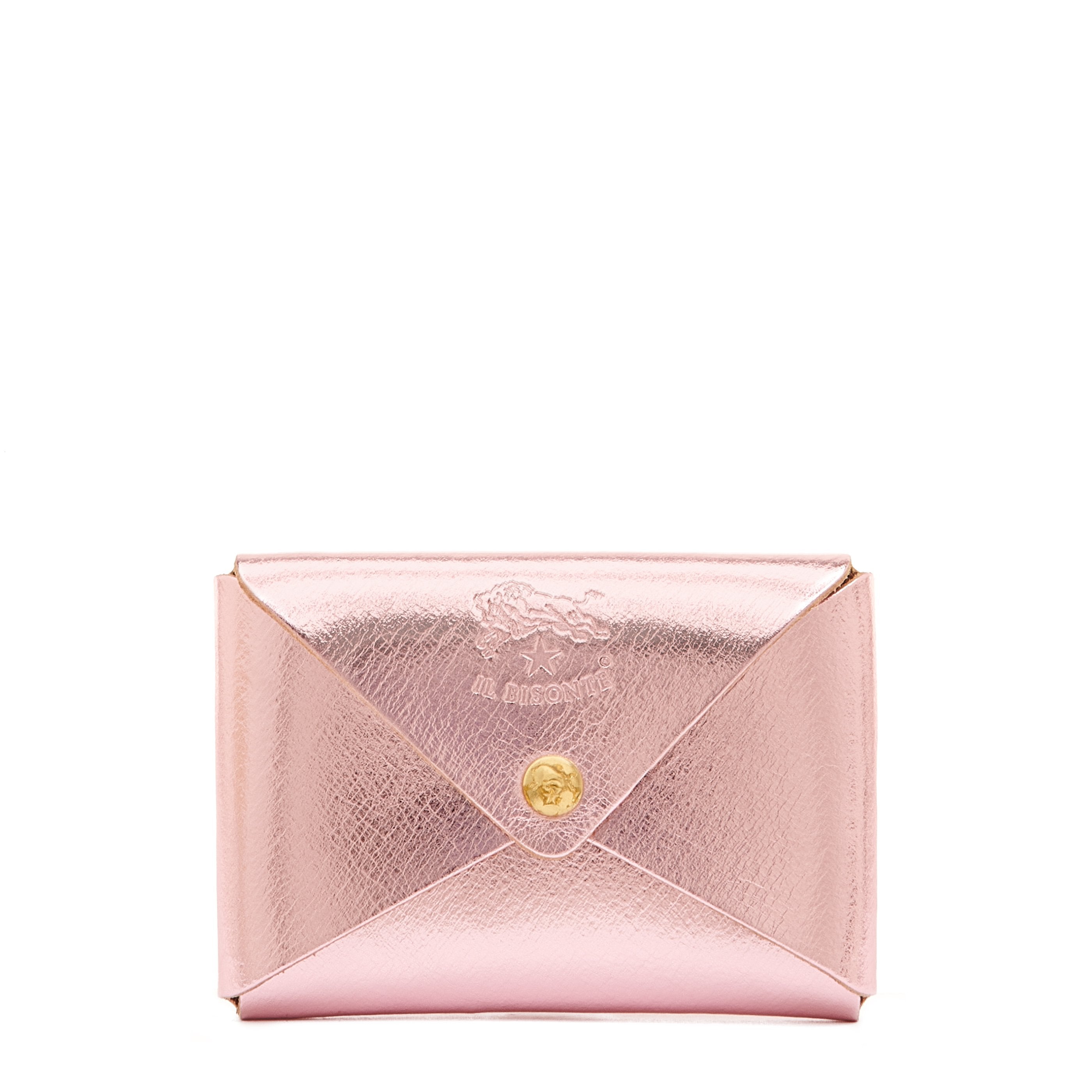 Sovana | Porta carte in pelle metallizzata colore rosa – Il Bisonte